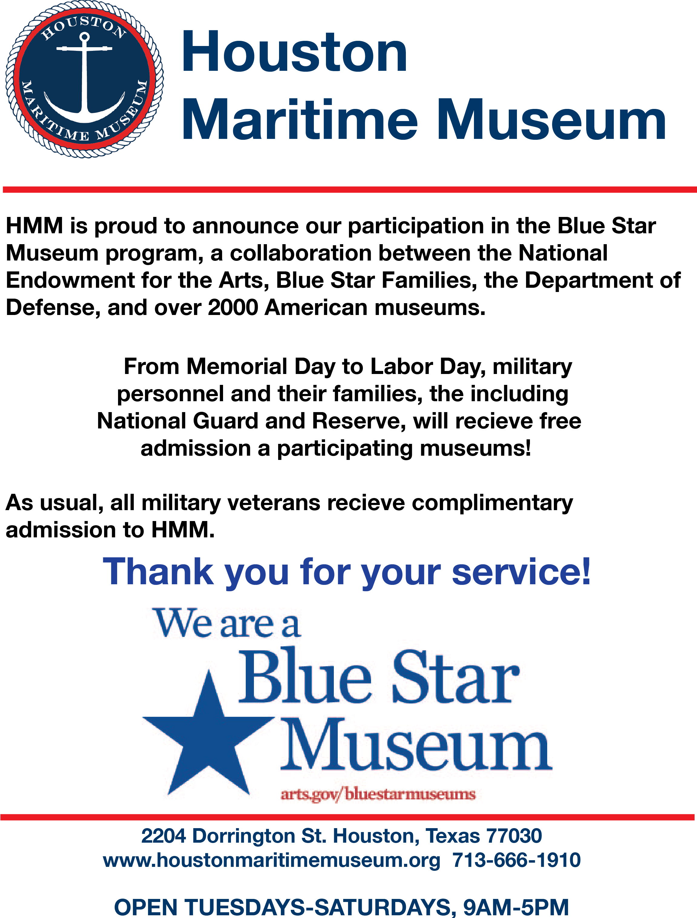 Blue Star Museums - Houston Maritime Museum